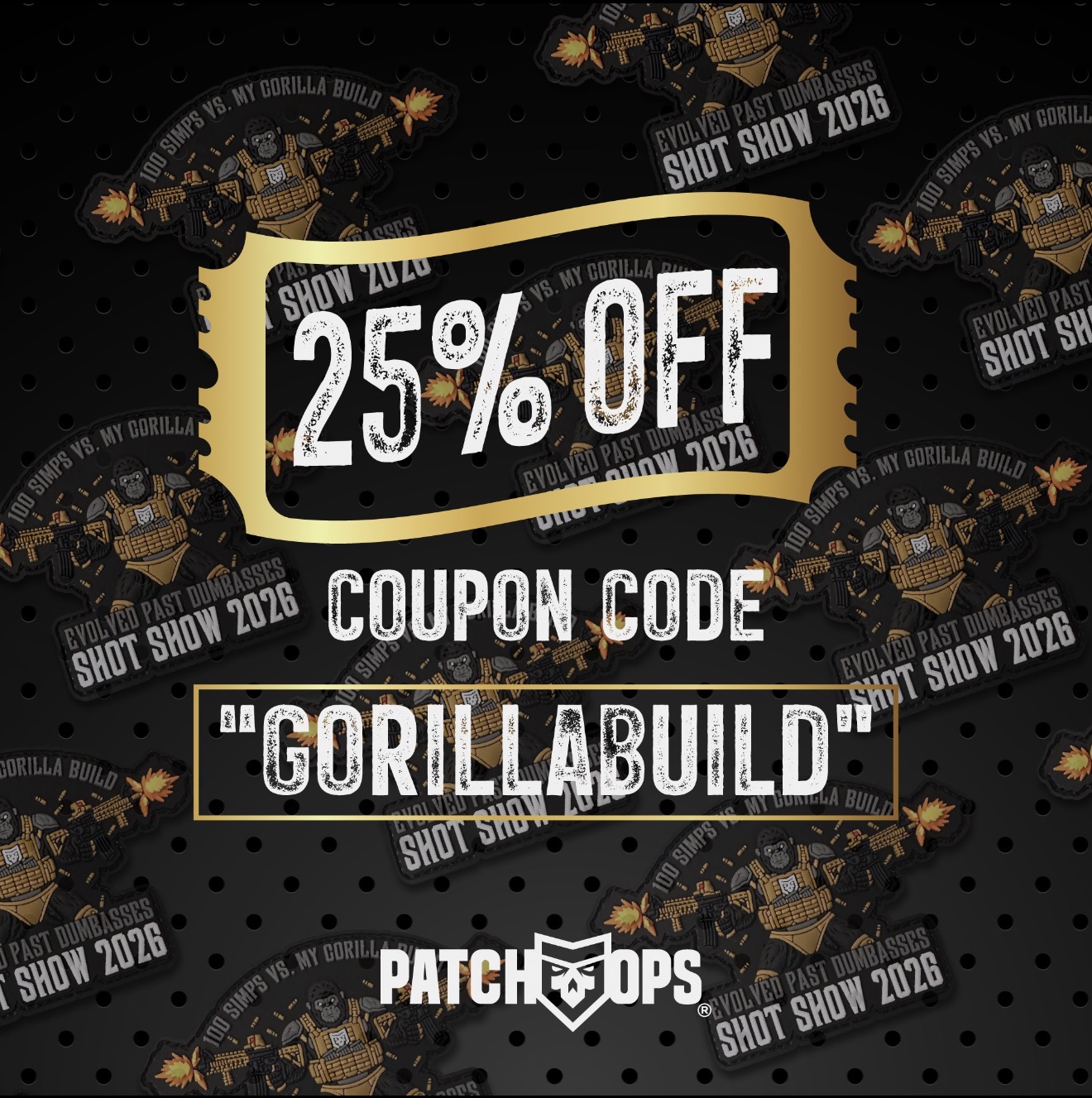 Monthly SHOT Show 2026 Gift Code for PVC Morale Patches - PatchOps